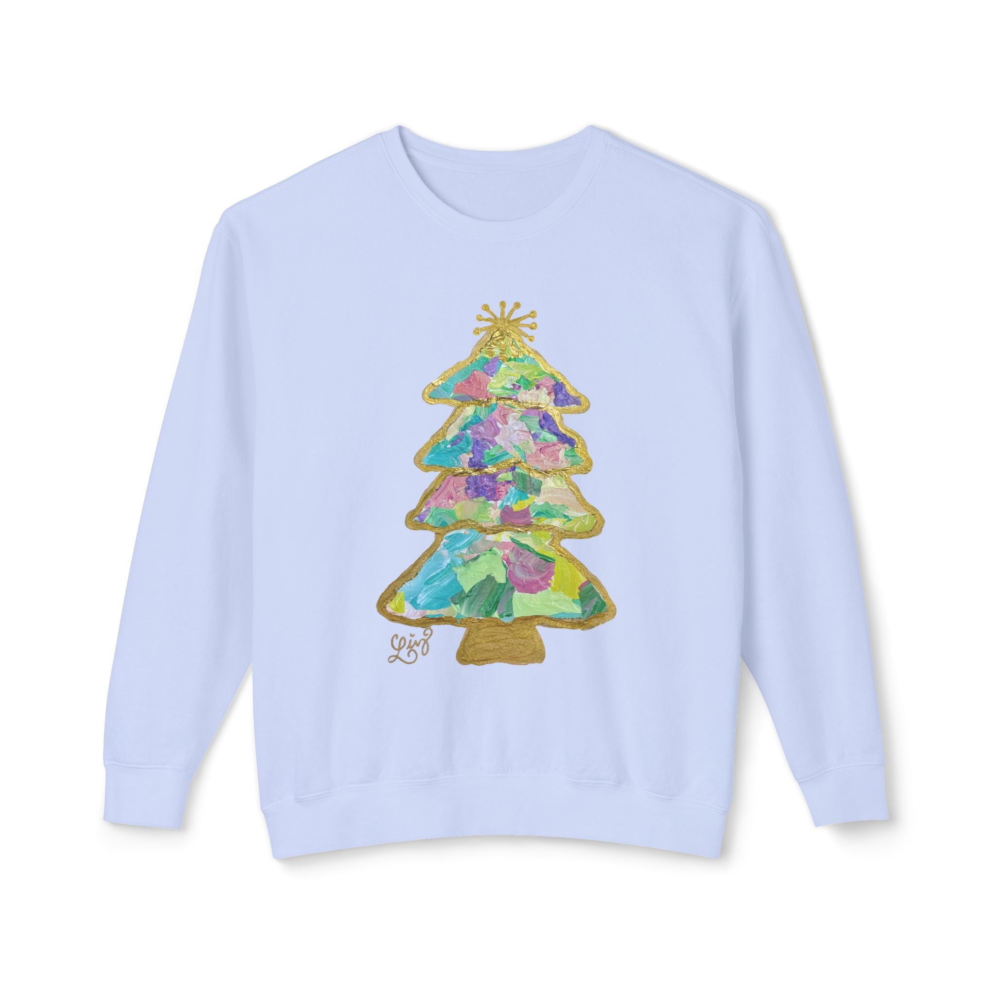 Painted Colorful Christmas Tree Sweatshirt-Liz Cockrell Original Artwo ...