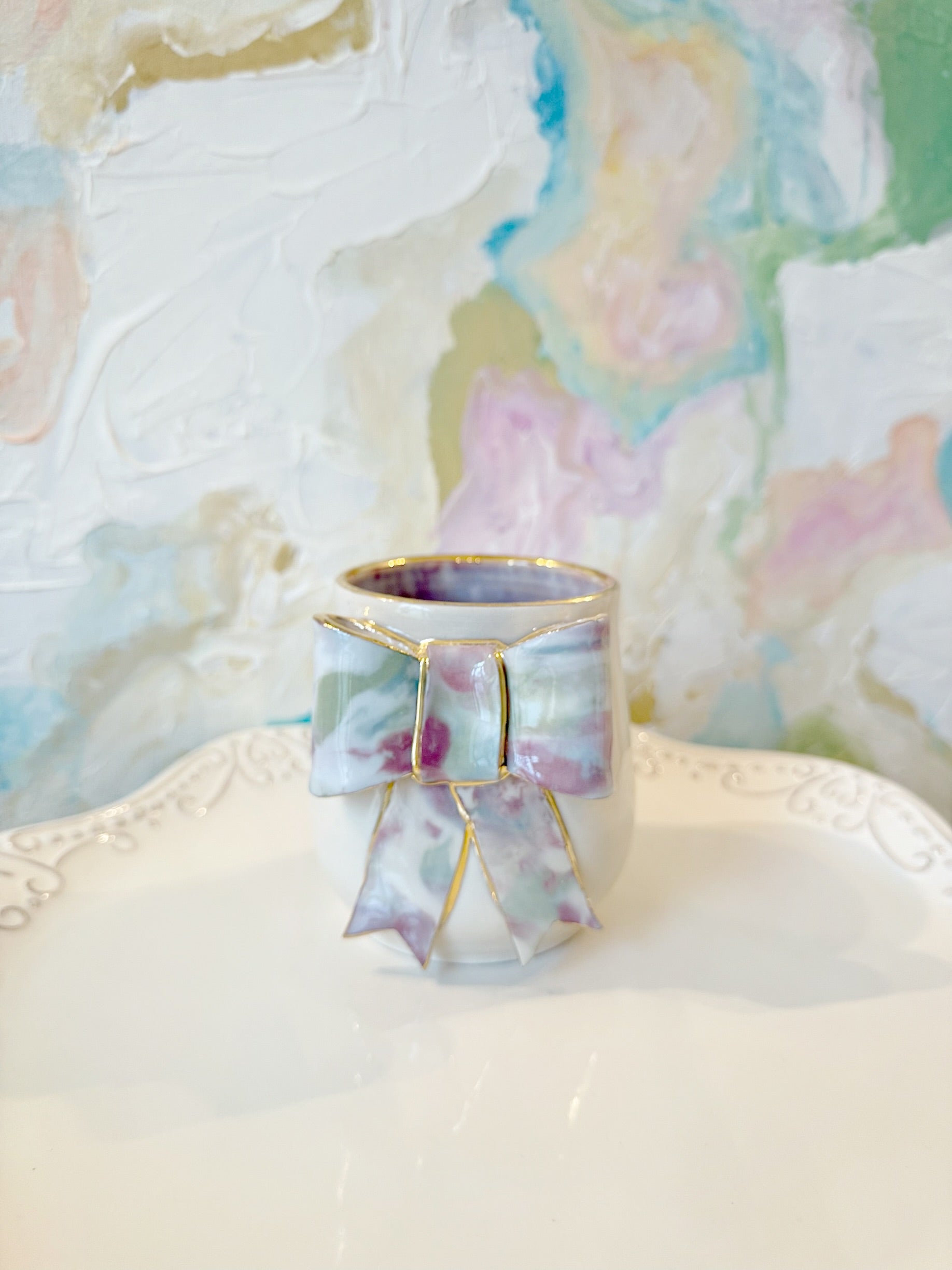 Aubergine Marbled Bow Tumbler IV with Gold Luster – Liz Cockrell Design ...